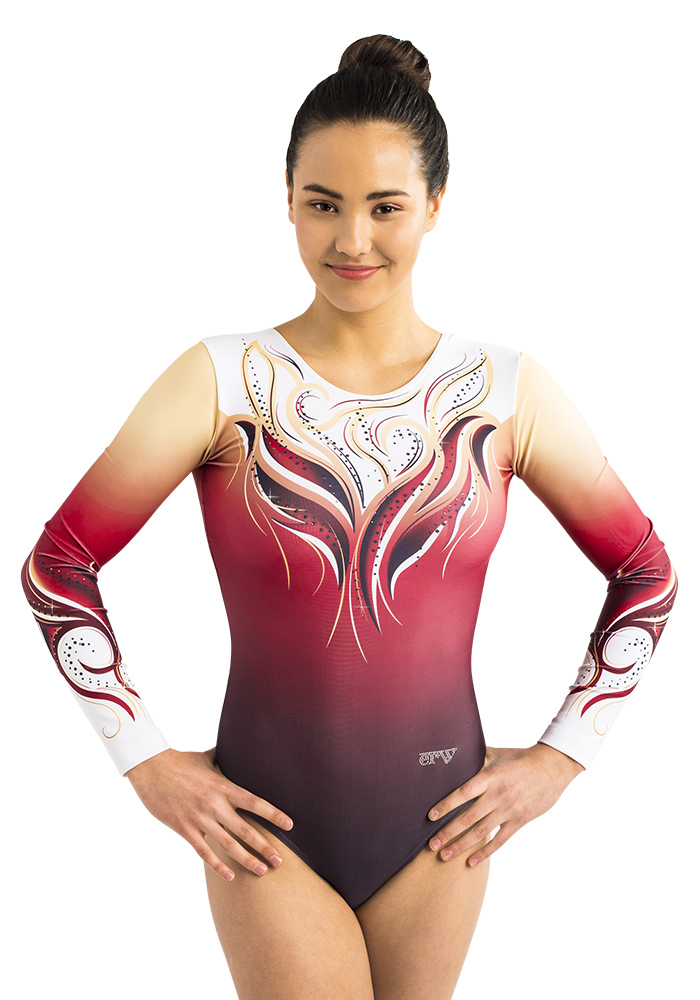 Turnanzug langarm DYLA/5 rot-orange-weiß - Turn- und Sportbekleidung ...