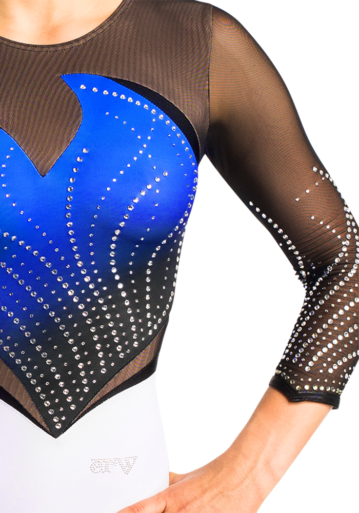 Wettkampf Anzug AVILA/1 in schwarz-blau-weiß - Turnanzüge Made in Germany