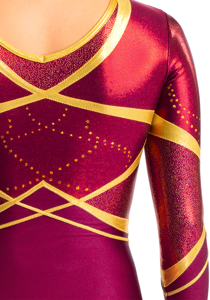 Rot-goldener Wettkampfanzug VARYA/1 - Turn- und Sportbekleidung ...