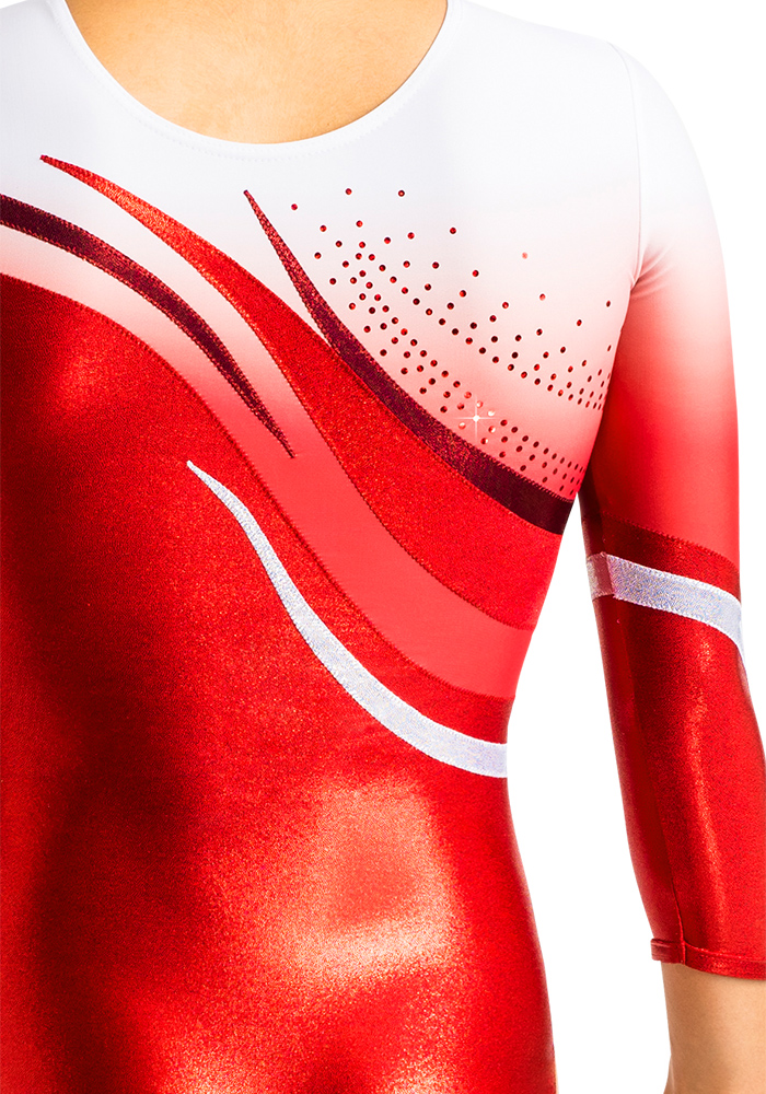 Rot-weißer Turnanzug ALARIA/8 mit Glanz - Turn- und Sportbekleidung ...